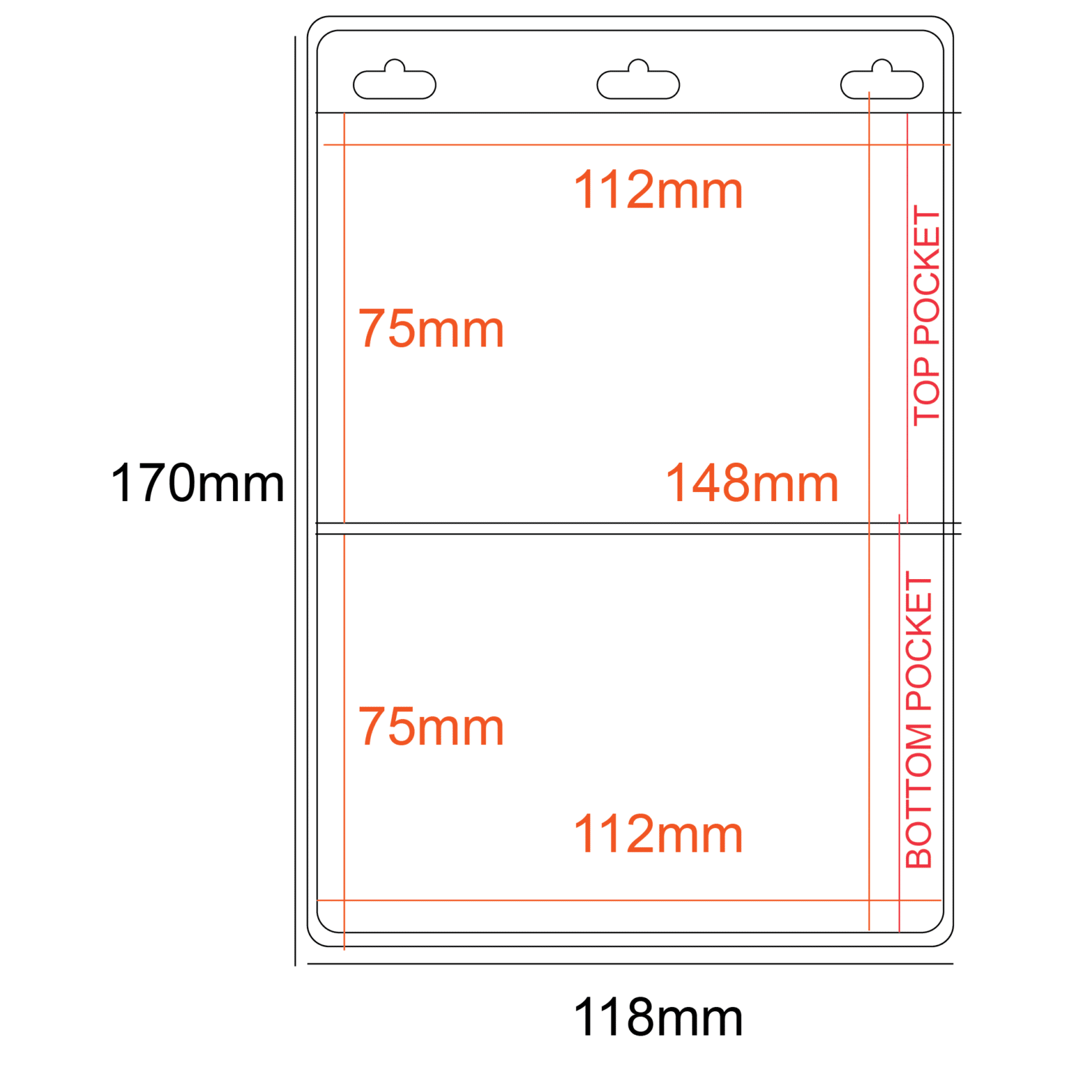PVC Pocket Holder A6 Size 3 Pockets 3 Slots. - EziTag