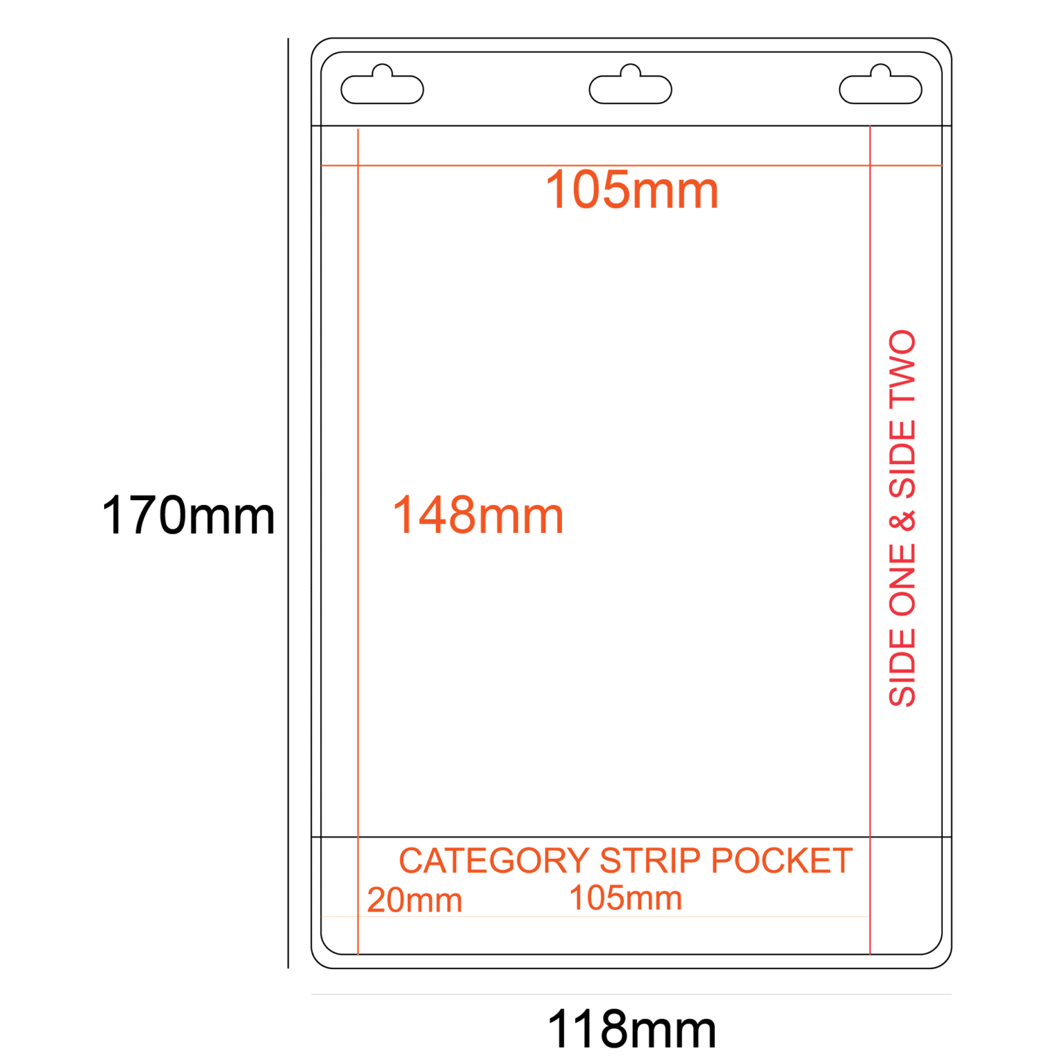 PVC Pocket Holder A6 Size 2 Pocket Category Strip 3 Slots - EziTag