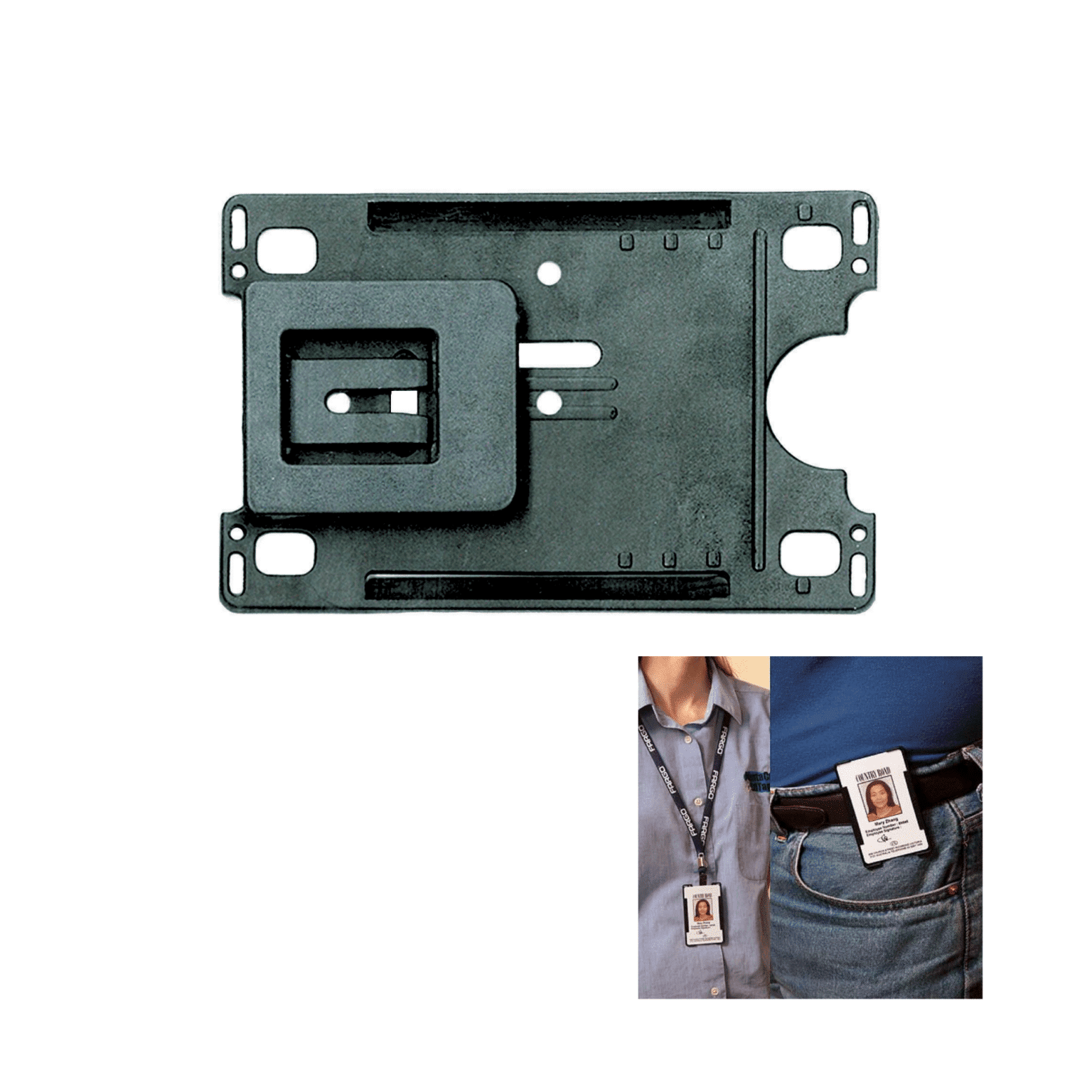 Plastic Rigid Black Card Holder Swivel Hook Clip - EziTag