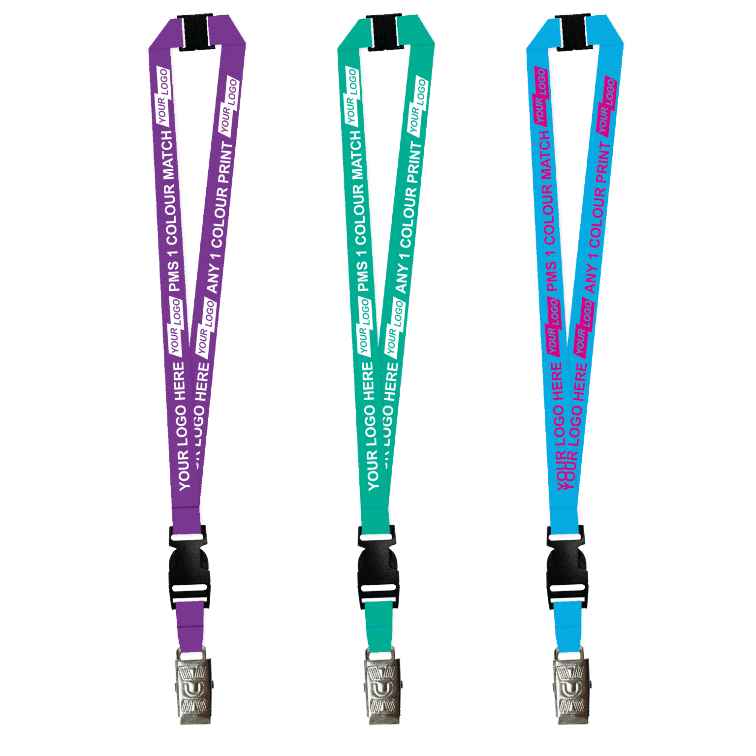 Aquarius Ribbed Lanyard Budget Screen Printed 1 Colour 1 Side Alligator ...