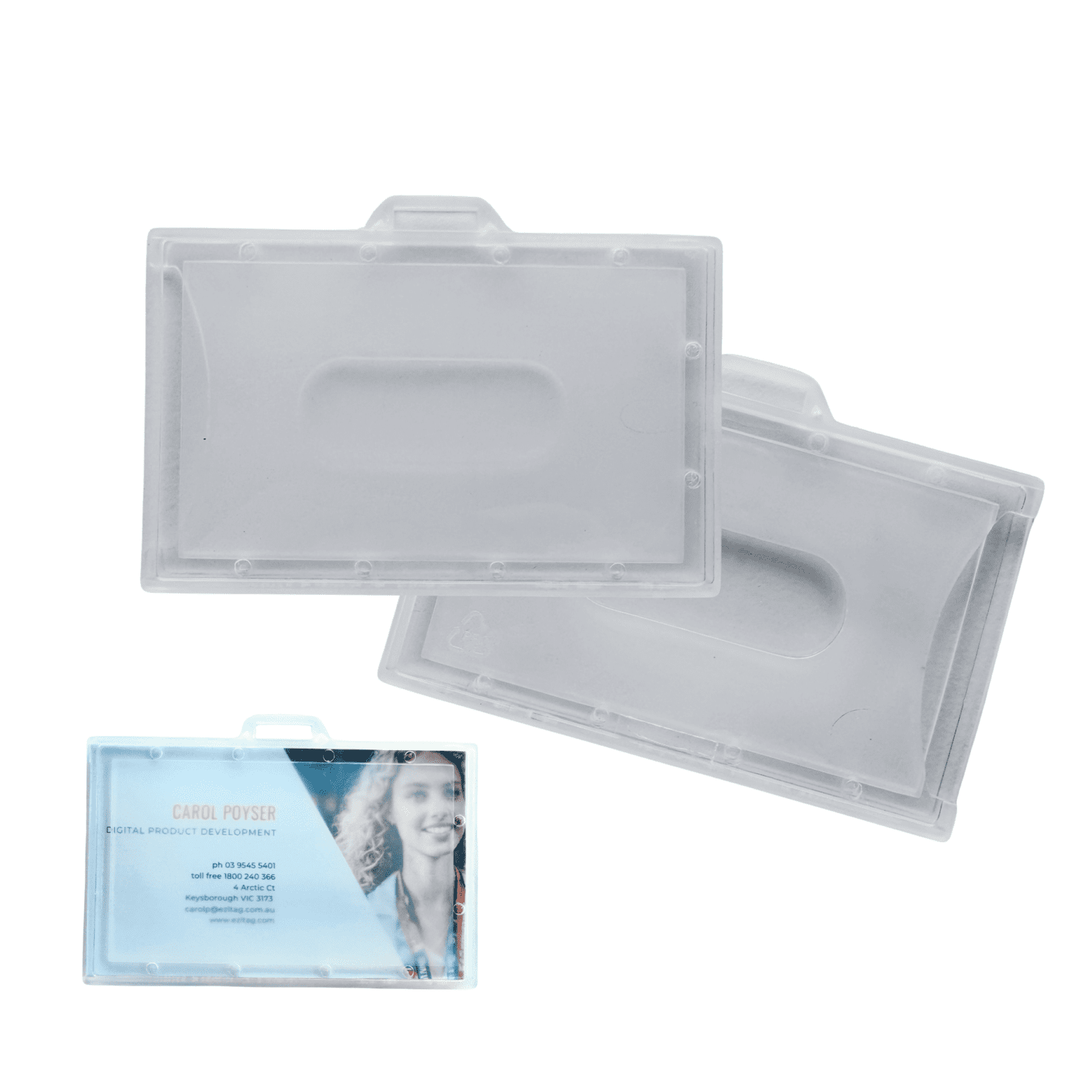 Plastic Rigid Frosted ID Card Holder with Vinyl Strap Loop Landscape ...