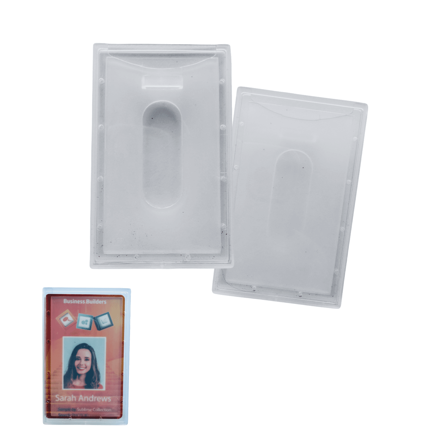 Plastic Rigid Frosted ID Card Holder with Vinyl Strap Loop Portrait ...